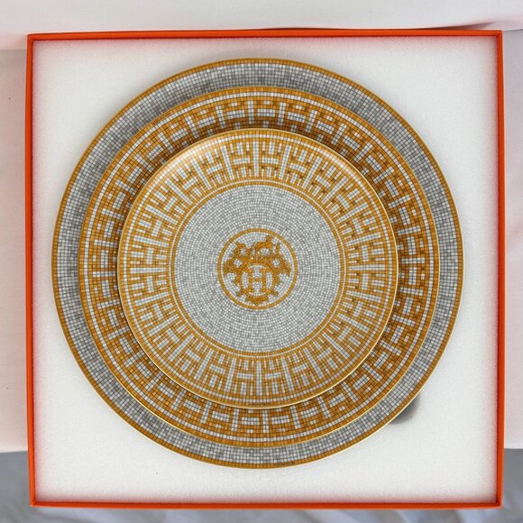 Hermes | Dining | Hermes Mosaique Au 24 Gold Dinnerware Set Of 3 | Poshmark